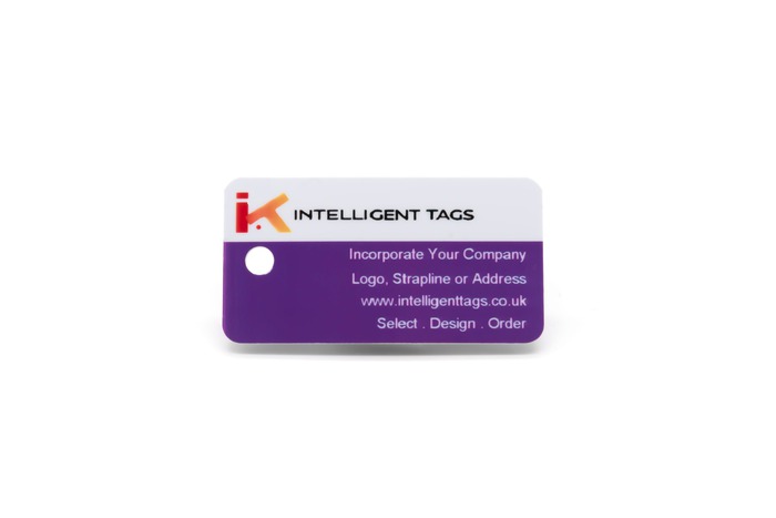 PURPLE INTELLIGENT TAG, WHITE TEXT